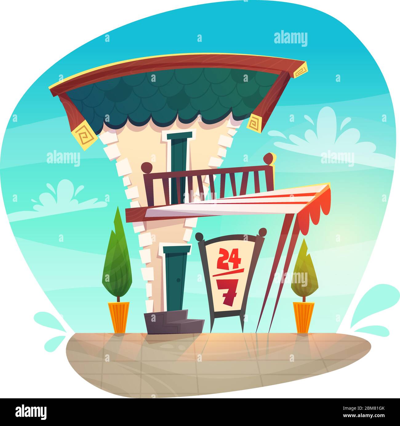 cafe restaurant or shop cartoon style medieval roof tavern with white ...