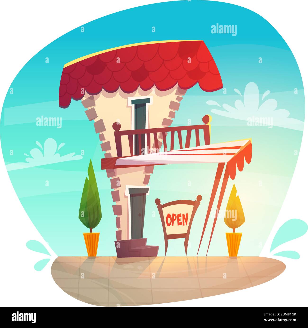 cafe restaurant or shop cartoon style medieval roof tavern with white ...