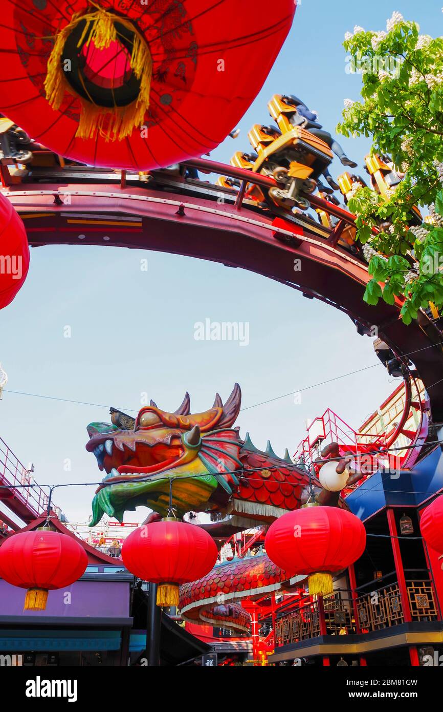 Copenhagen, Denmark - 05/20/2019: Tivoli Gardens Roller Coaster (The ...