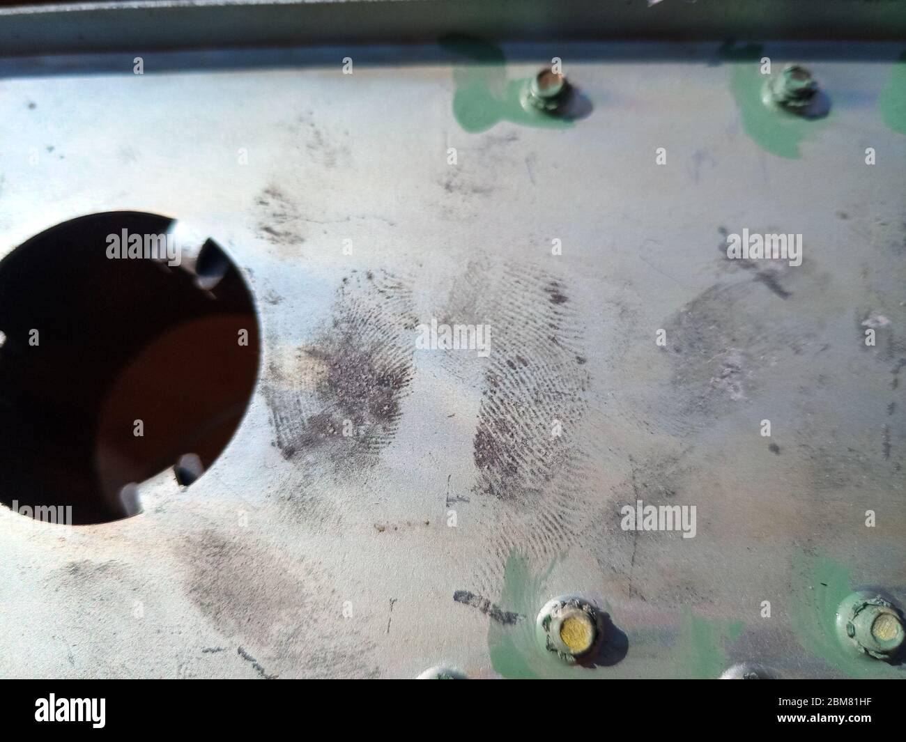 Fingerprints on the steel surface. Fingerprints of dirty hands Stock ...