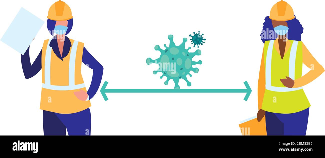 Industrial workers working with safety rules vector illustration design ...