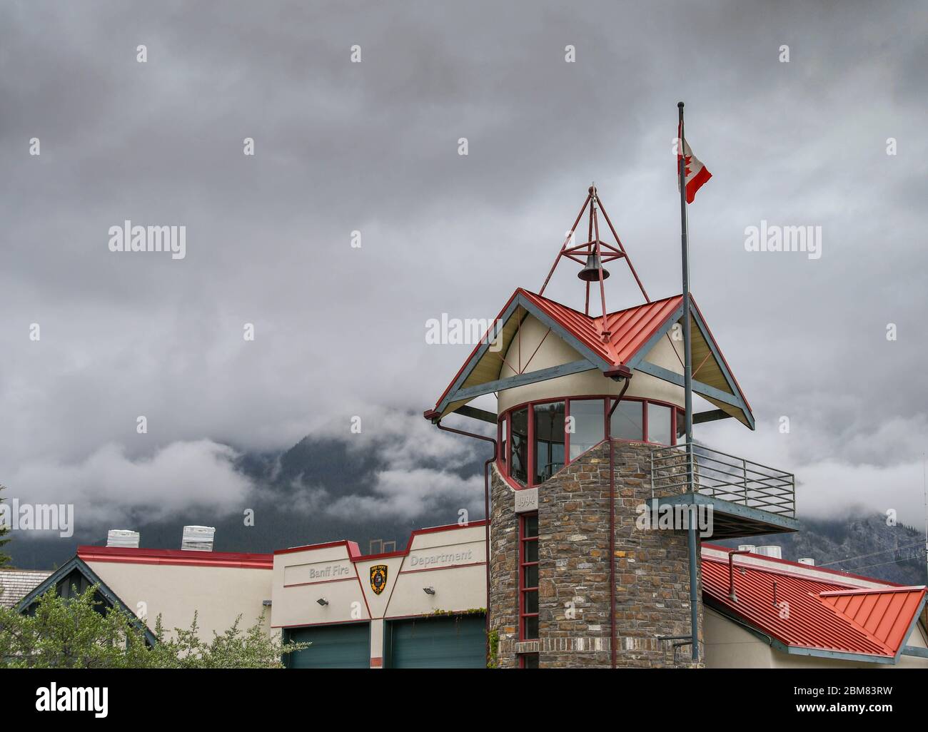 BANFF, AB, CANADA - JUNE 2018: Fire Department station building in ...