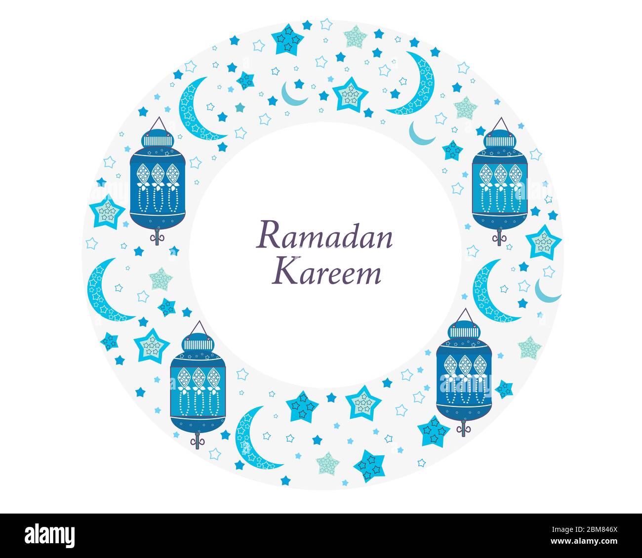 Ramadan Kareem with Lamps, Crescents and Stars. Traditional lantern of ...