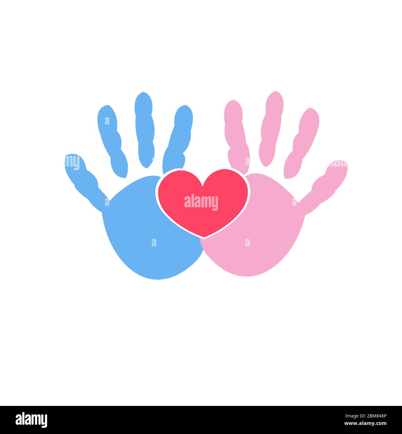 Baby handprints twin baby girl and boy icon vector illustration Stock ...