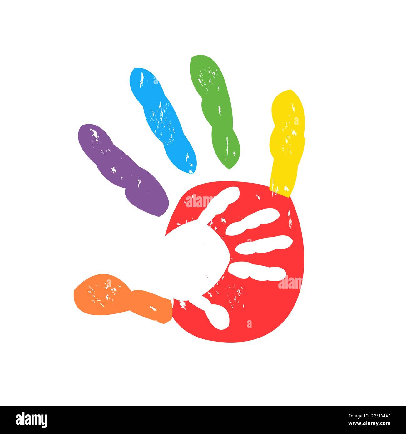 Hand in hand vector. Colorful handprints vector illustration Stock ...