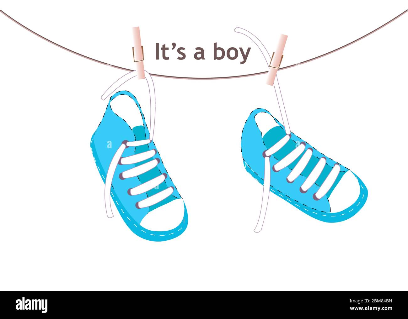 Baby boy arrival greeting card. Blue Baby shoes vector background Stock ...