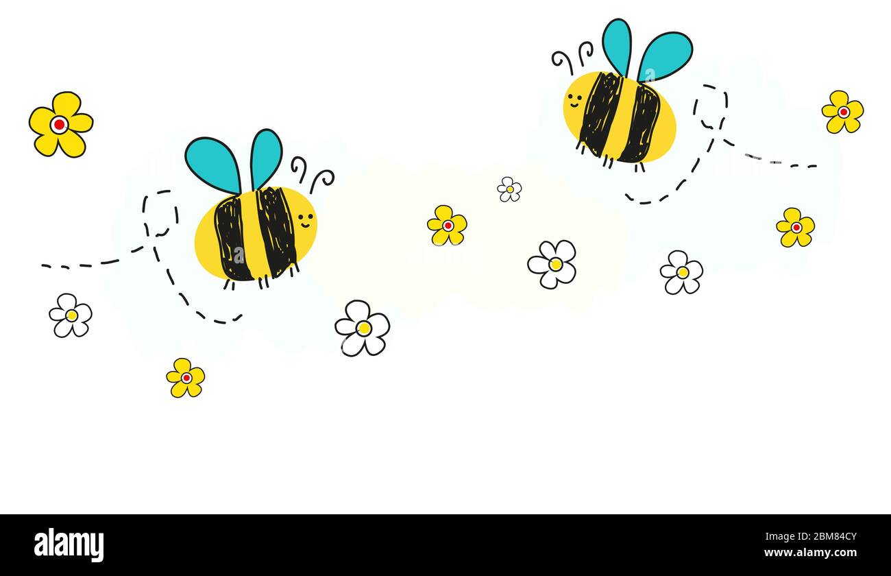 Bee vector with daisy flower banner background Stock Vector Image & Art ...