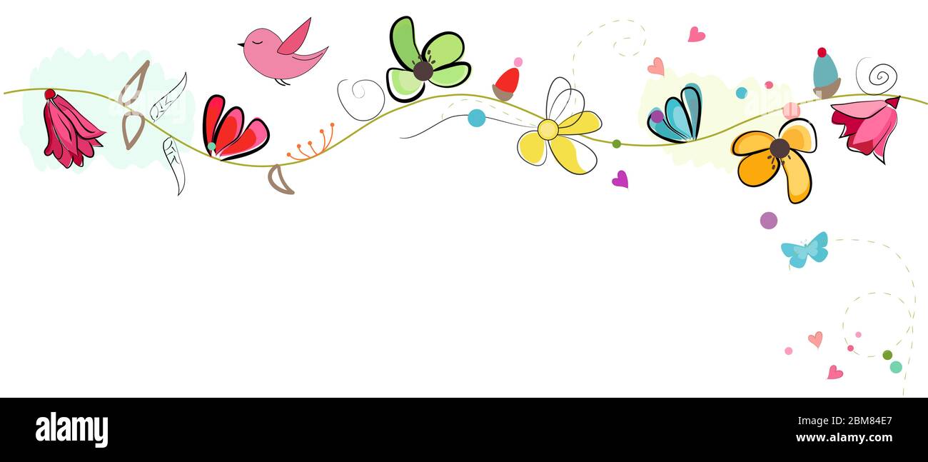 Colorful lovely spring flowers banner vector background Stock Vector ...