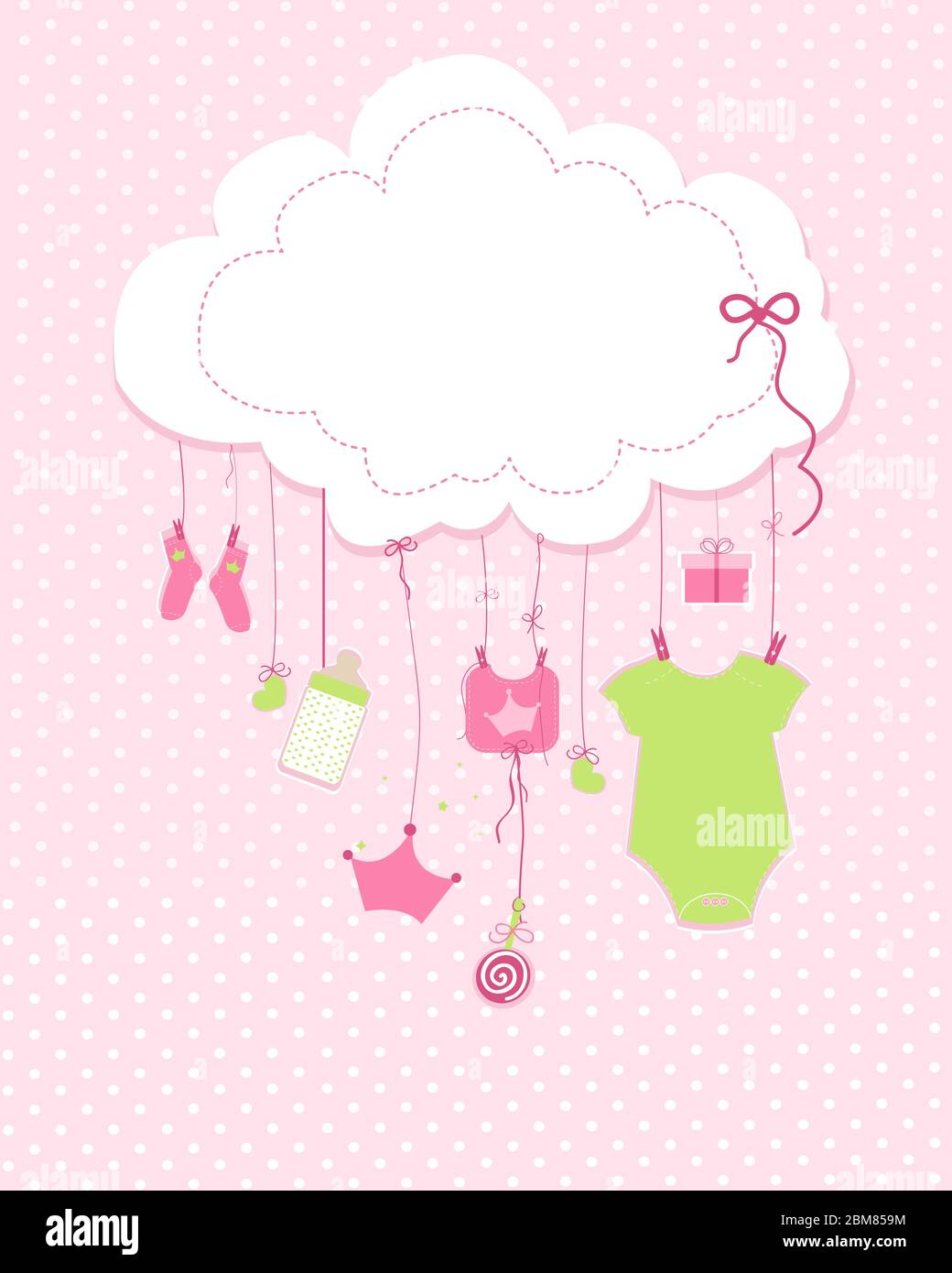 Baby arrival greeting card. Baby shower invitation newborn baby girl ...