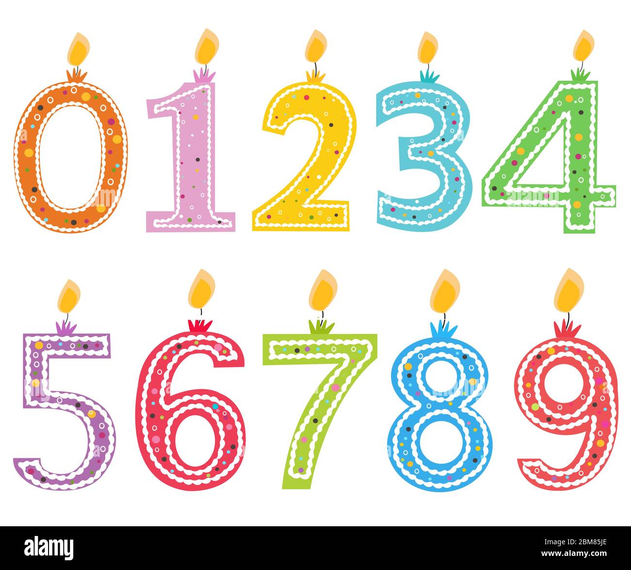 Happy birthday candle. Numbered birthday candles vector Stock Vector ...