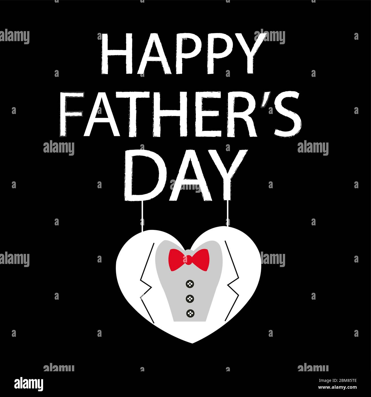 Happy Father's Day card with hanging heart vector greeting card Stock ...