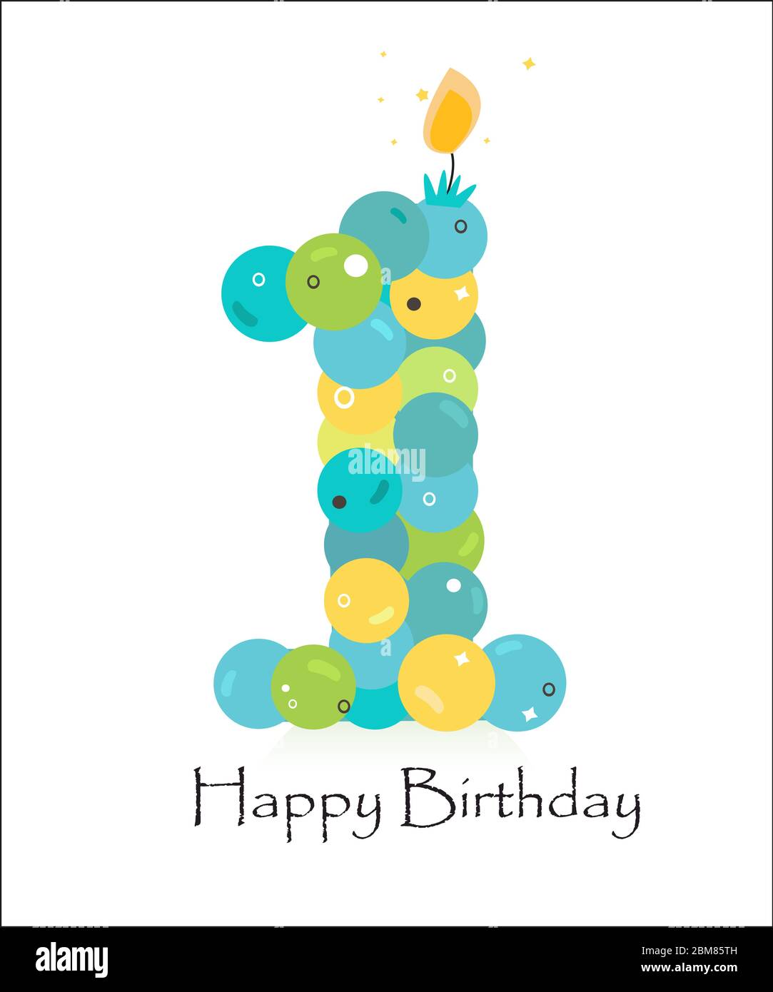 Happy first birthday card with bubble vecto Stock Vector Image & Art ...