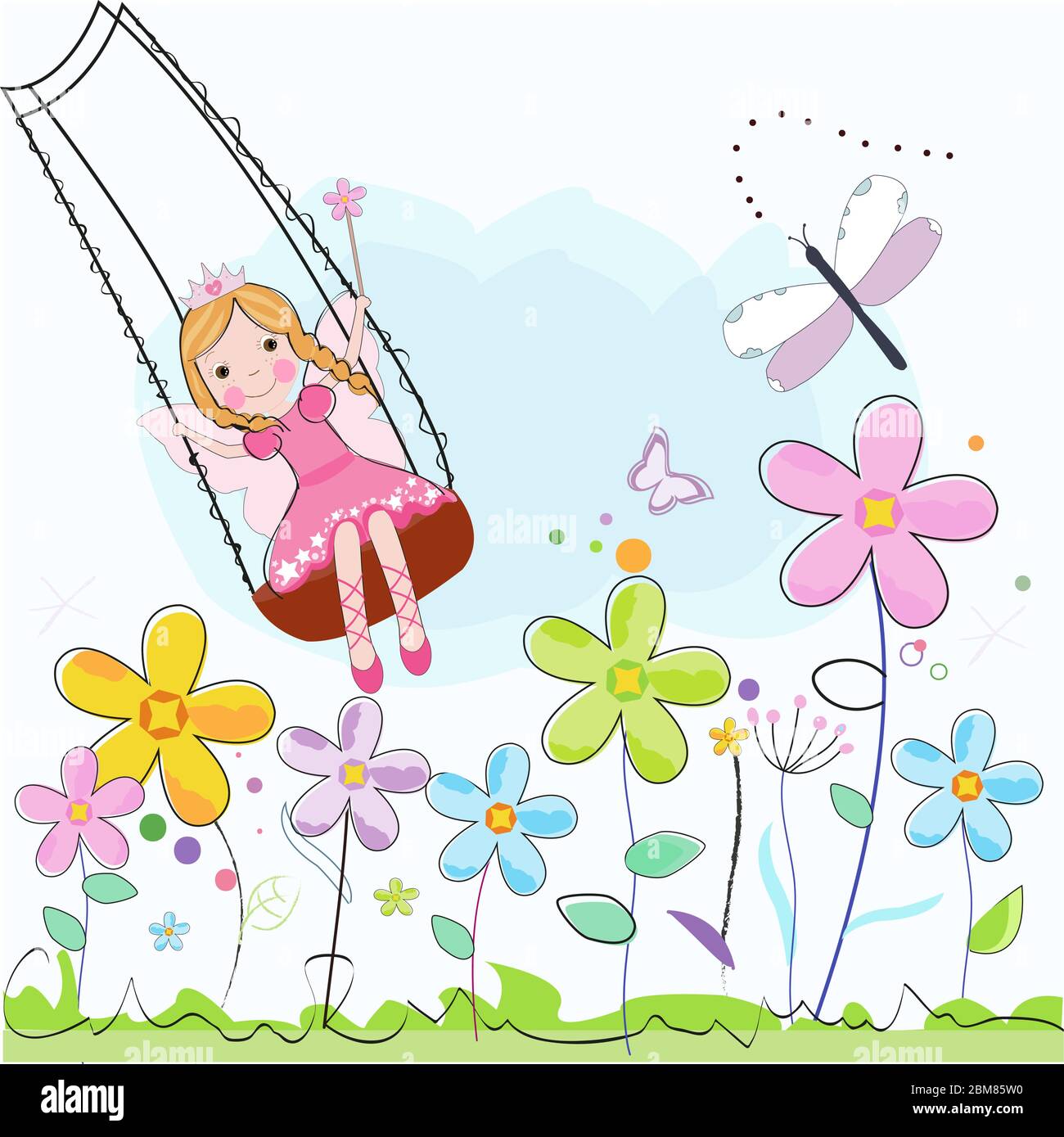 Flower Fairy with Colorful flowers vector illustratio Stock Vector ...