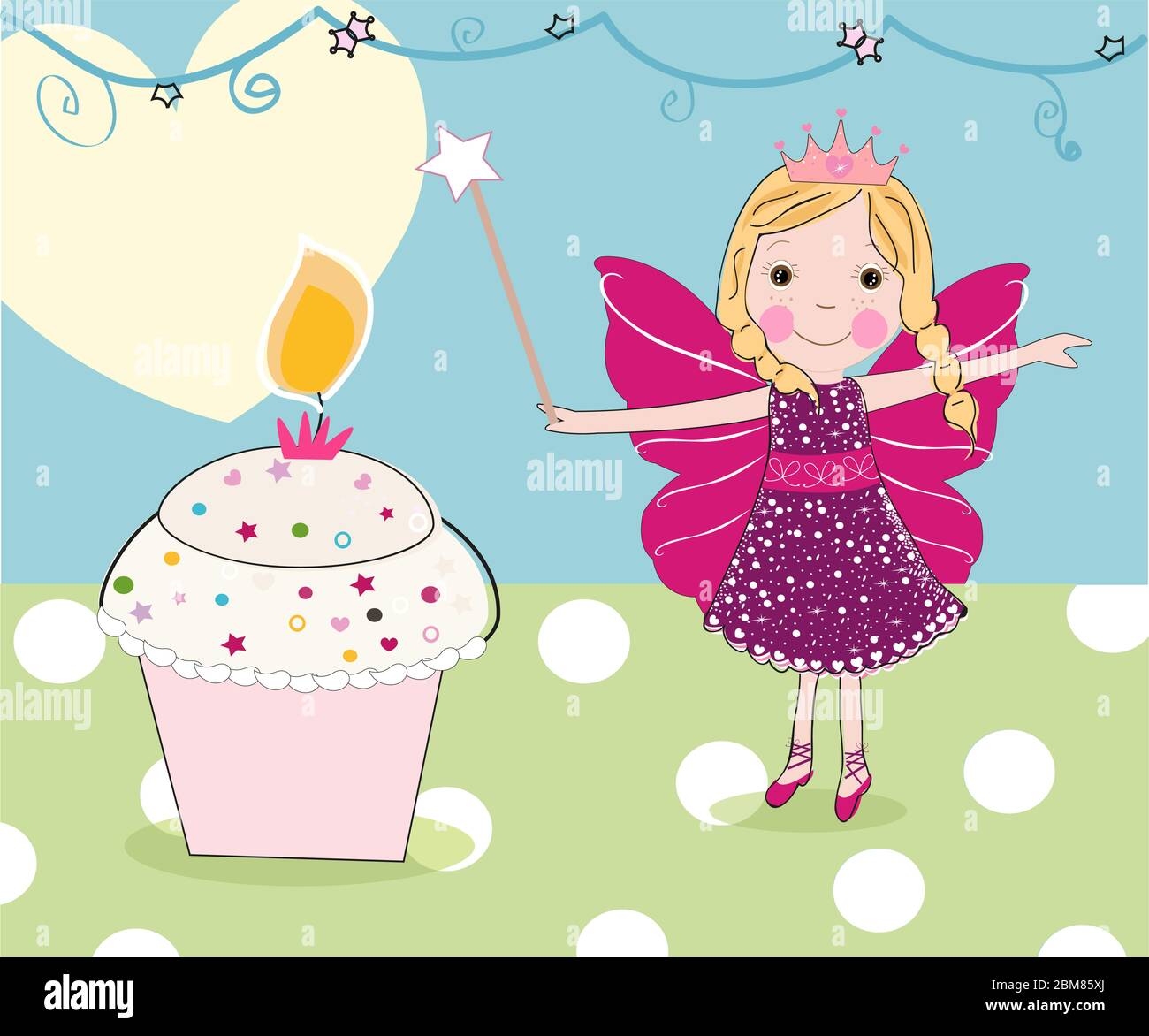 Cute fairy tale and birthday cake illustration Stock Vector Image & Art ...