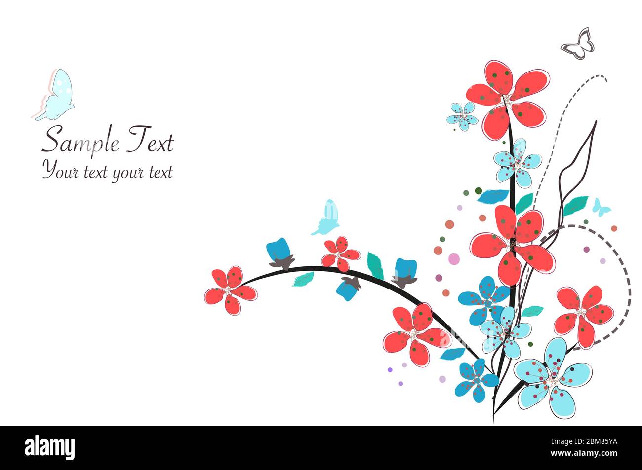 Spring time red flowers vector illustration border design background ...