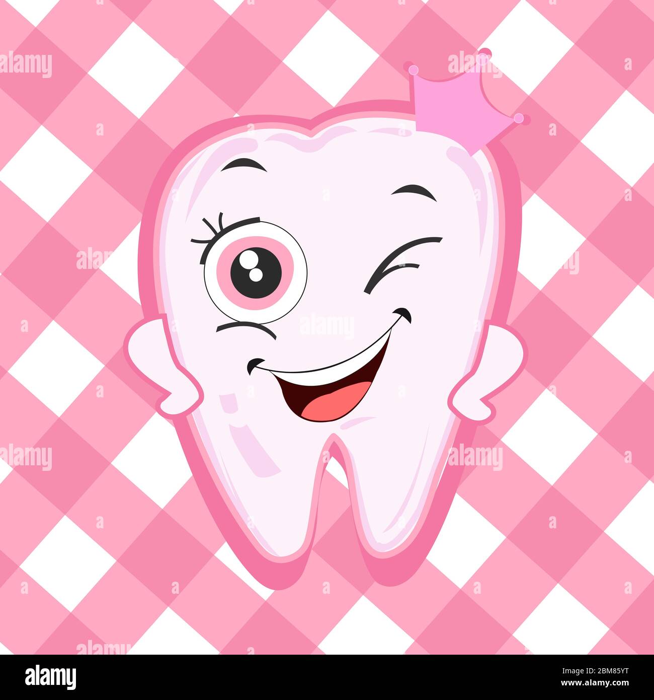 Baby first tooth for girls. Tooth with crown vector illustration Stock ...