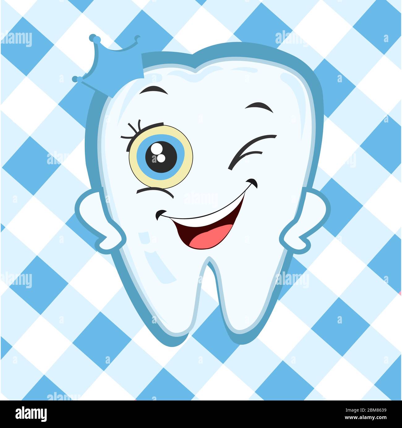 Baby first tooth for boys. Tooth with crown vector illustration Stock ...