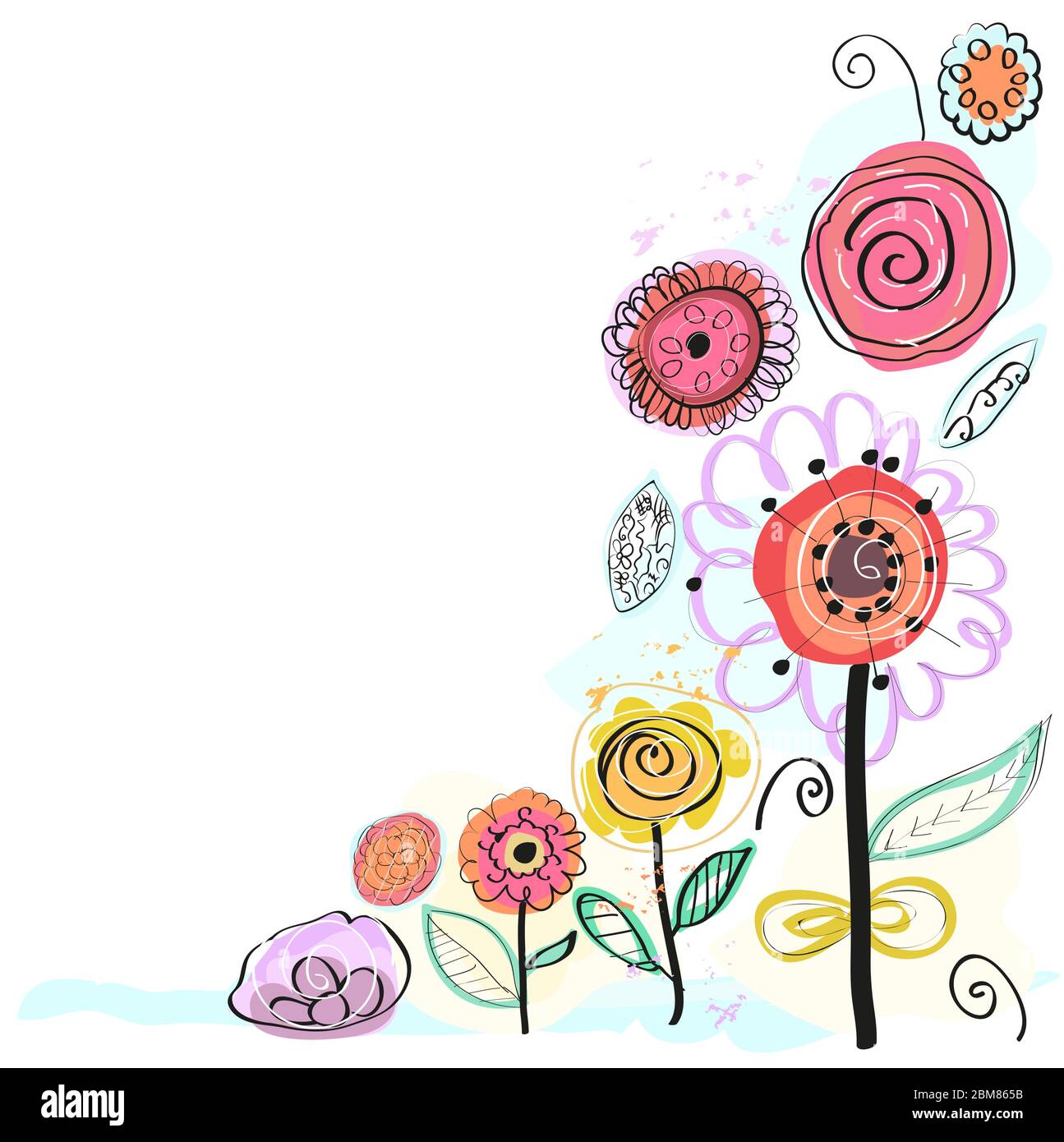 Pastel coloured flower border Stock Vector Images - Alamy
