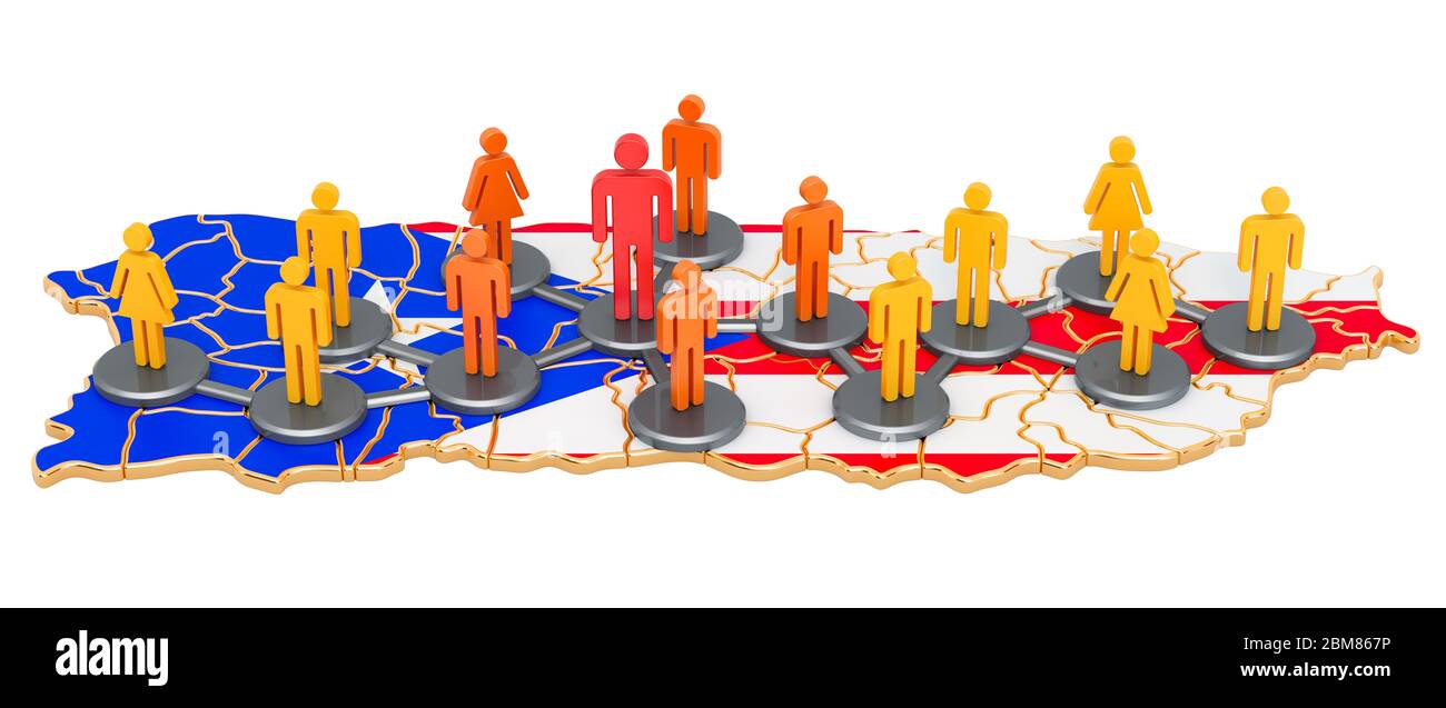 Contact tracing system in Puerto Rico, 3D rendering isolated on white ...