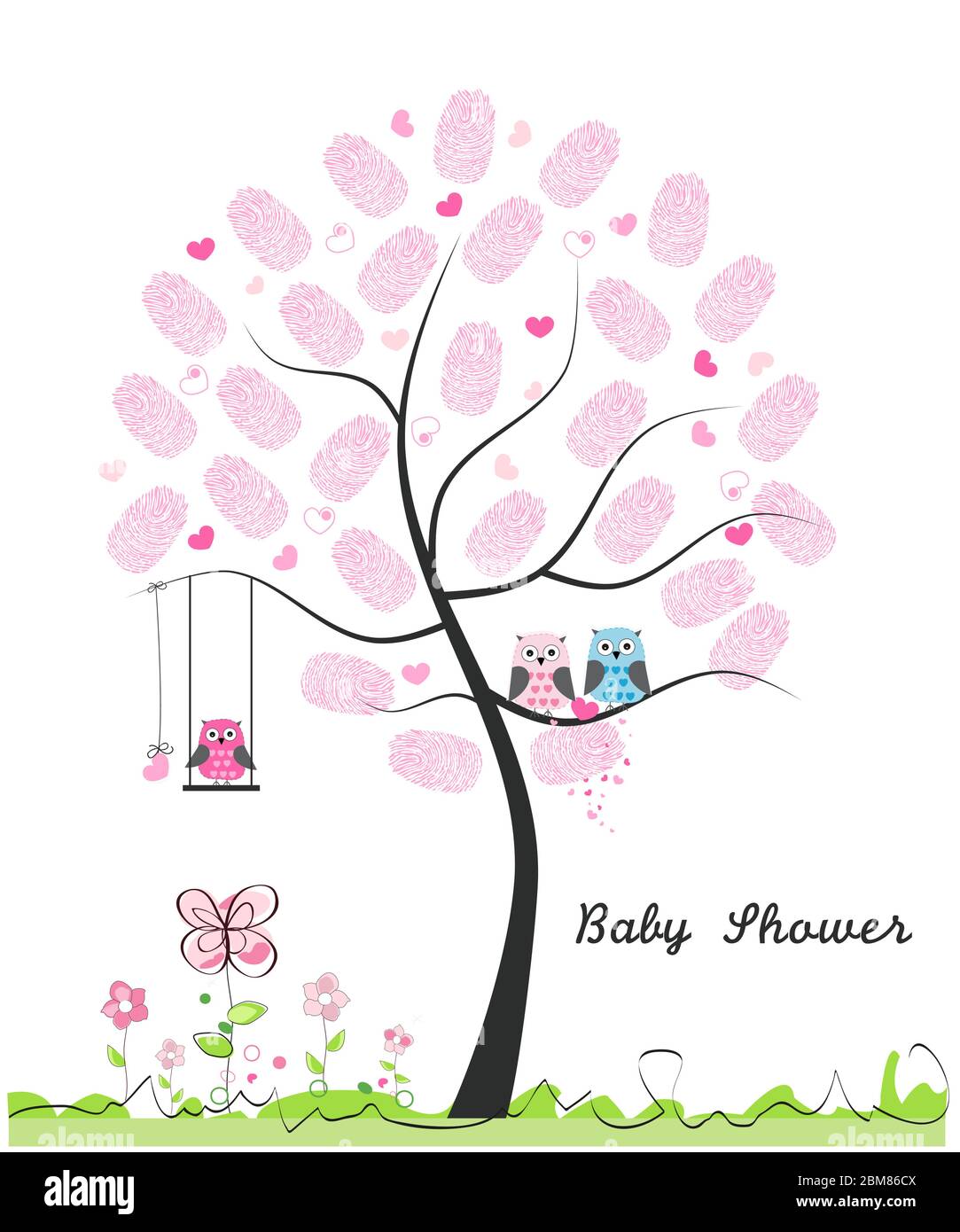Fingerprint Tree Template Baby Shower