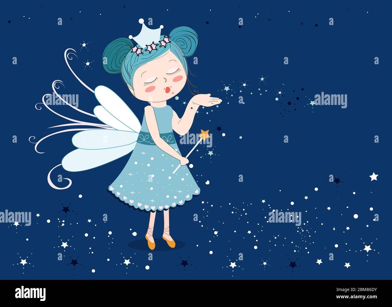 Cute fairy tale sending stars vector illustration backgroun Stock ...