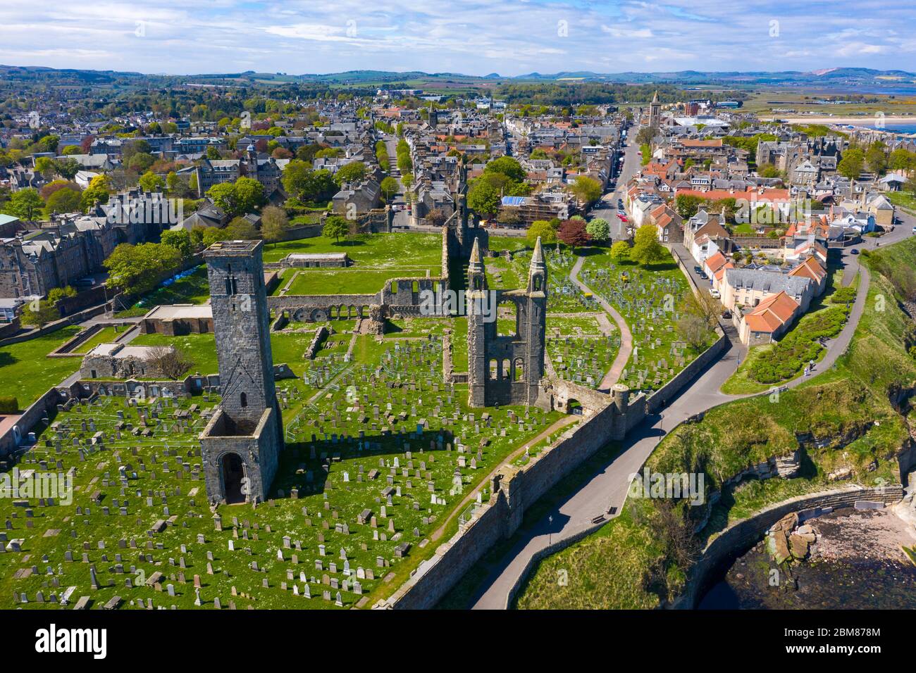 Aerial view of St Andrews Cathedral and city in St Andrews , Fife ...