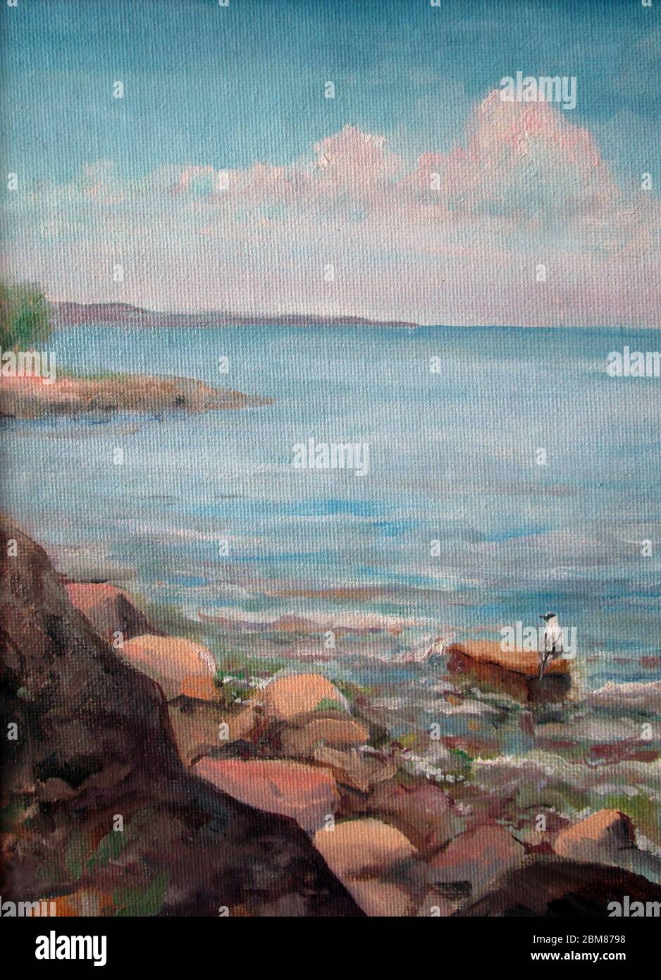 The Baltic sea and the Seagull. Oil landscape Stock Photo - Alamy