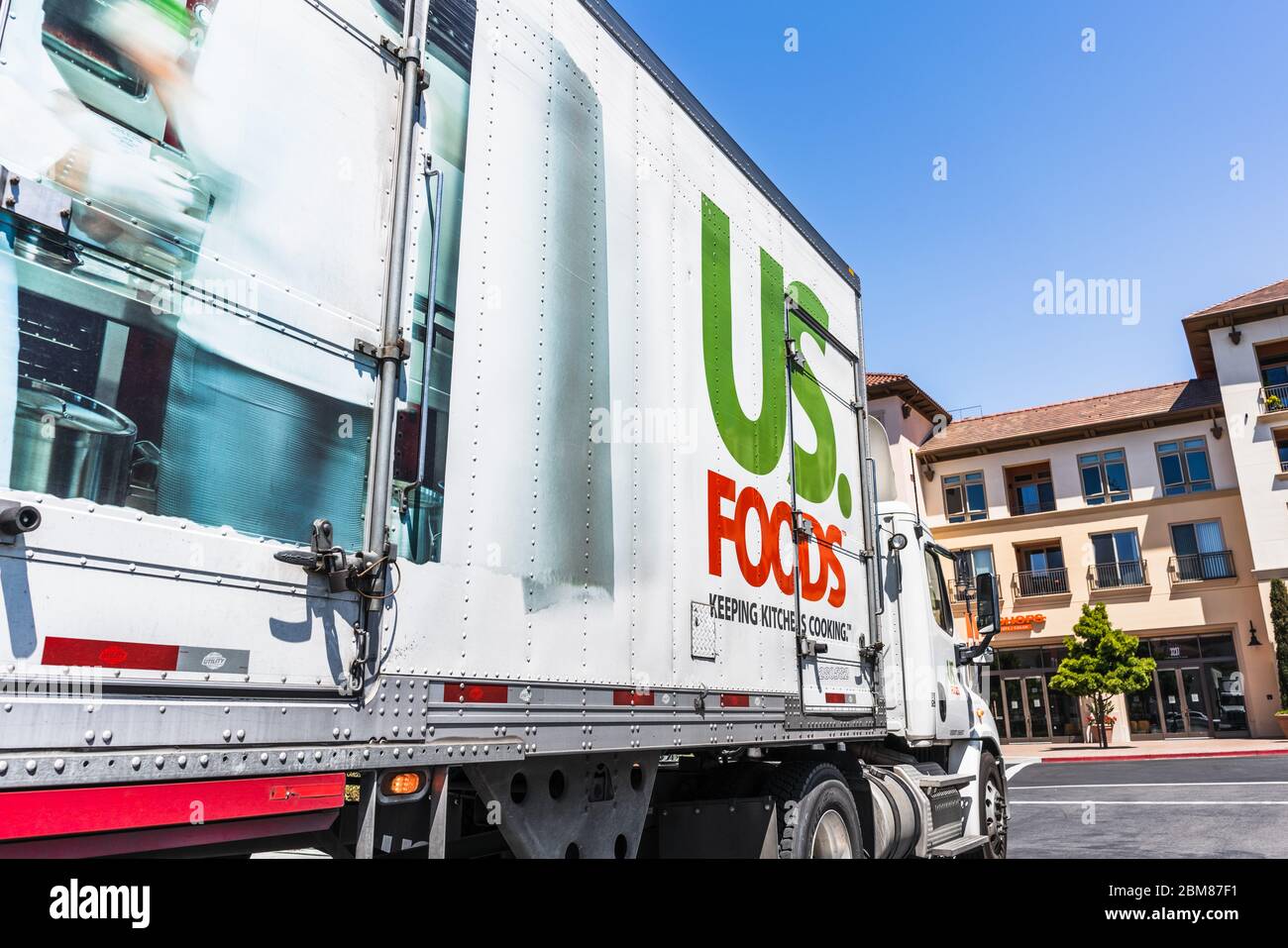 May 5, 2020 Santa Clara / CA / USA - US Foods truck driving on a street ...