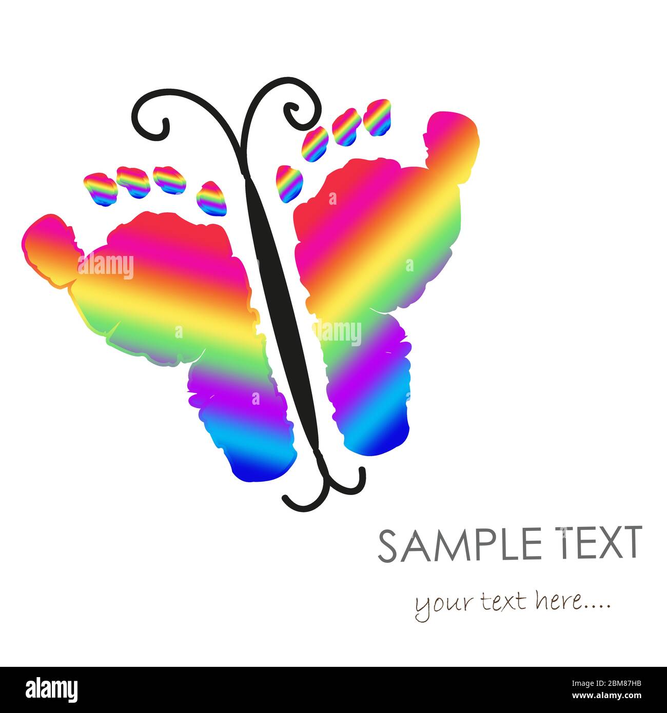 Colorful Baby footprints and butterfly vector Stock Vector Image & Art ...
