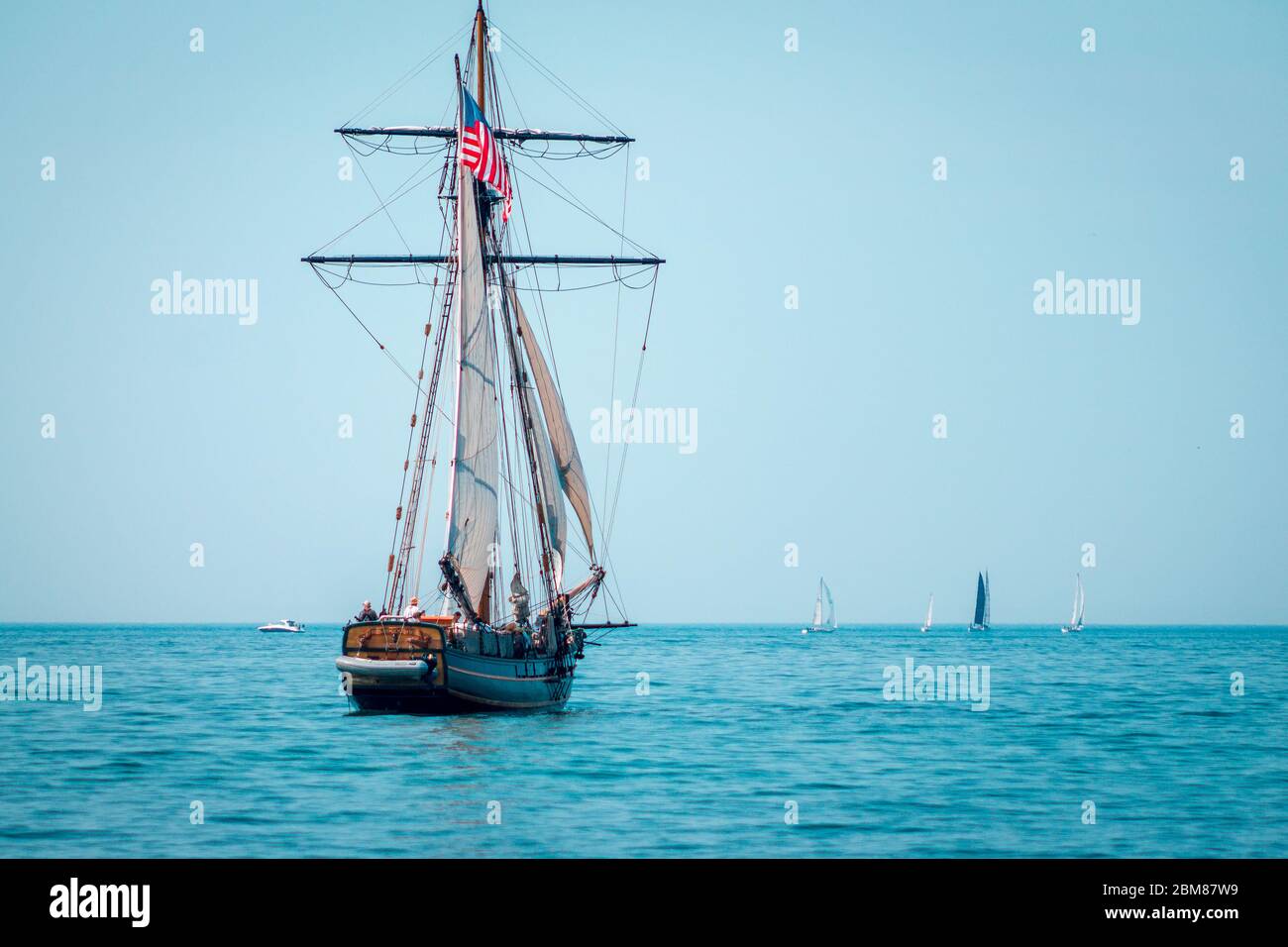 Tall ship sailing on Lake Michigan in South Haven Michigan Stock Photo ...