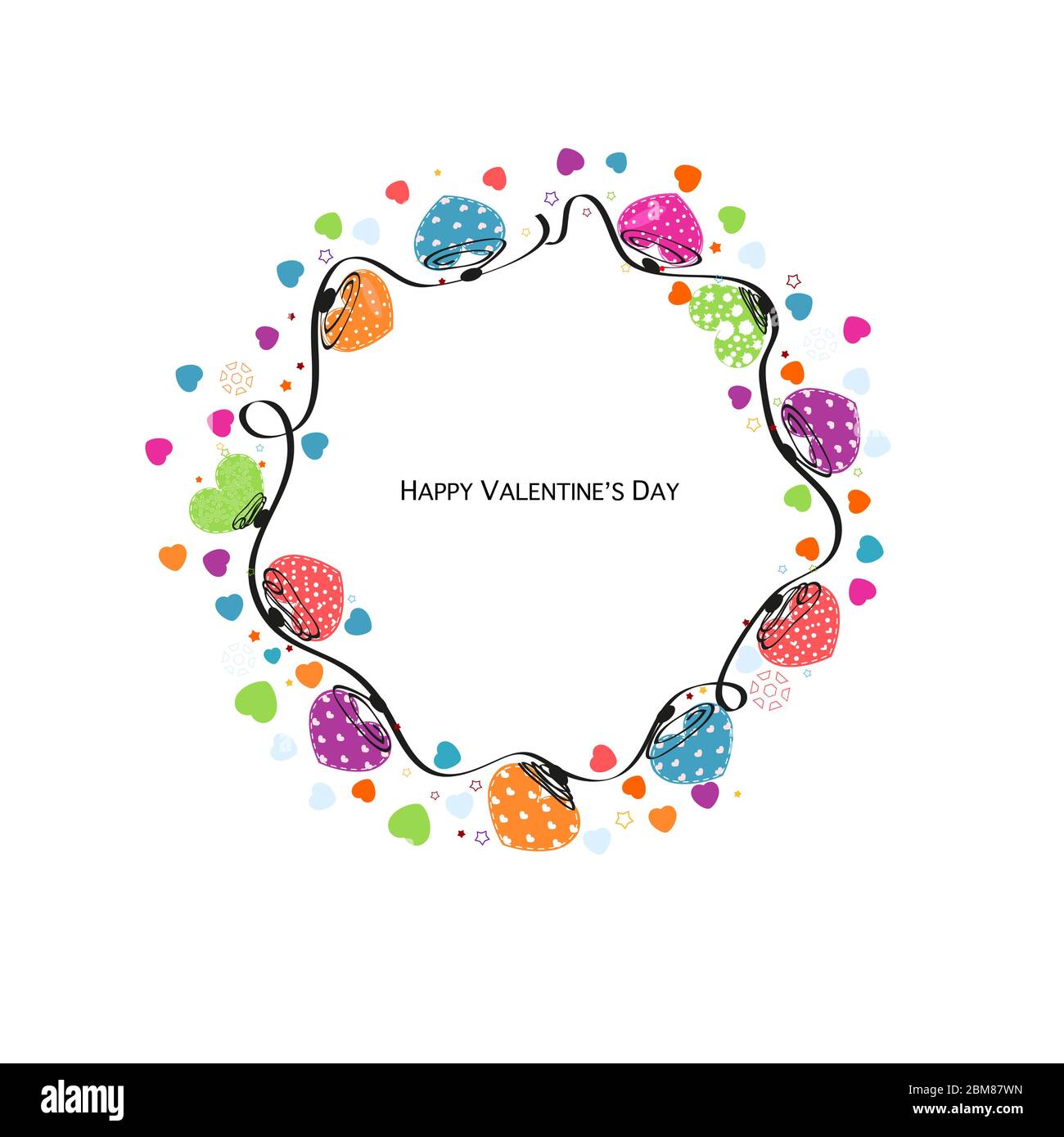 Circle valentine day colorful hearts vector greeting card Stock Vector ...