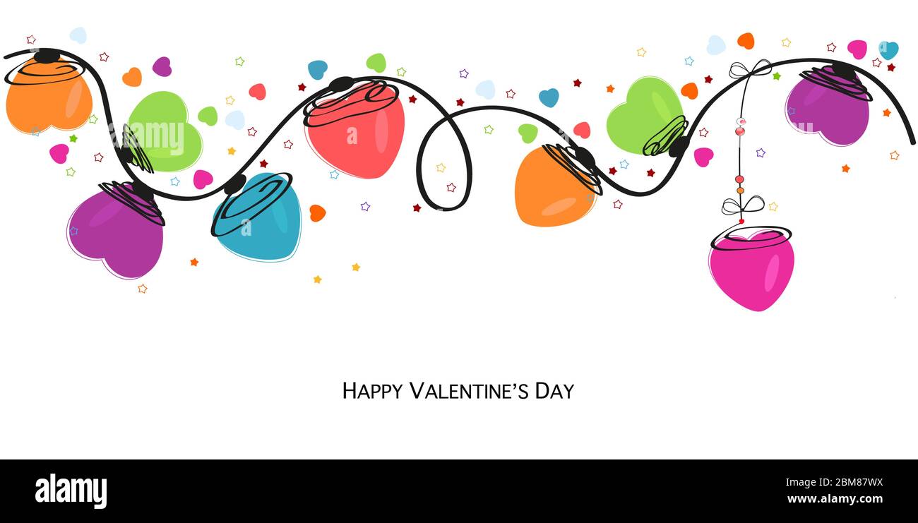 Colorful hearts valentine day decorative border design vector ...