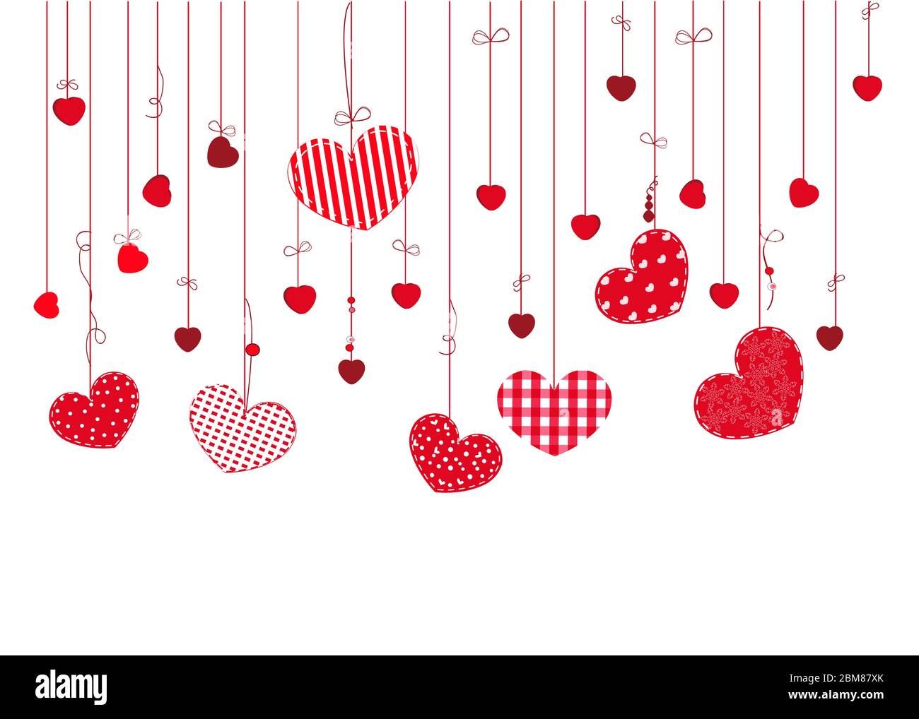Valentine's Day hanging hearts vector background Stock Vector Image ...