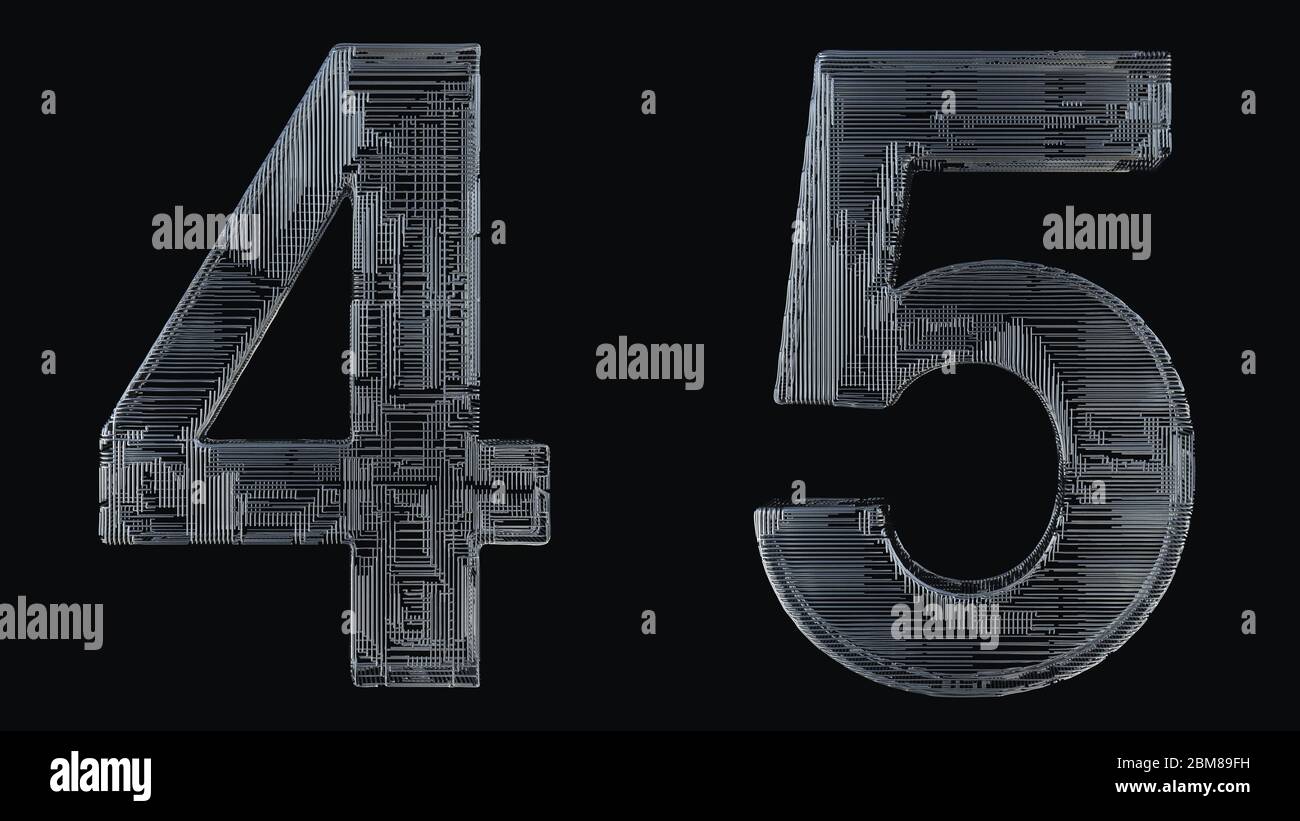 Numbers made out of aluminum on black background. 3D Rendering Stock ...
