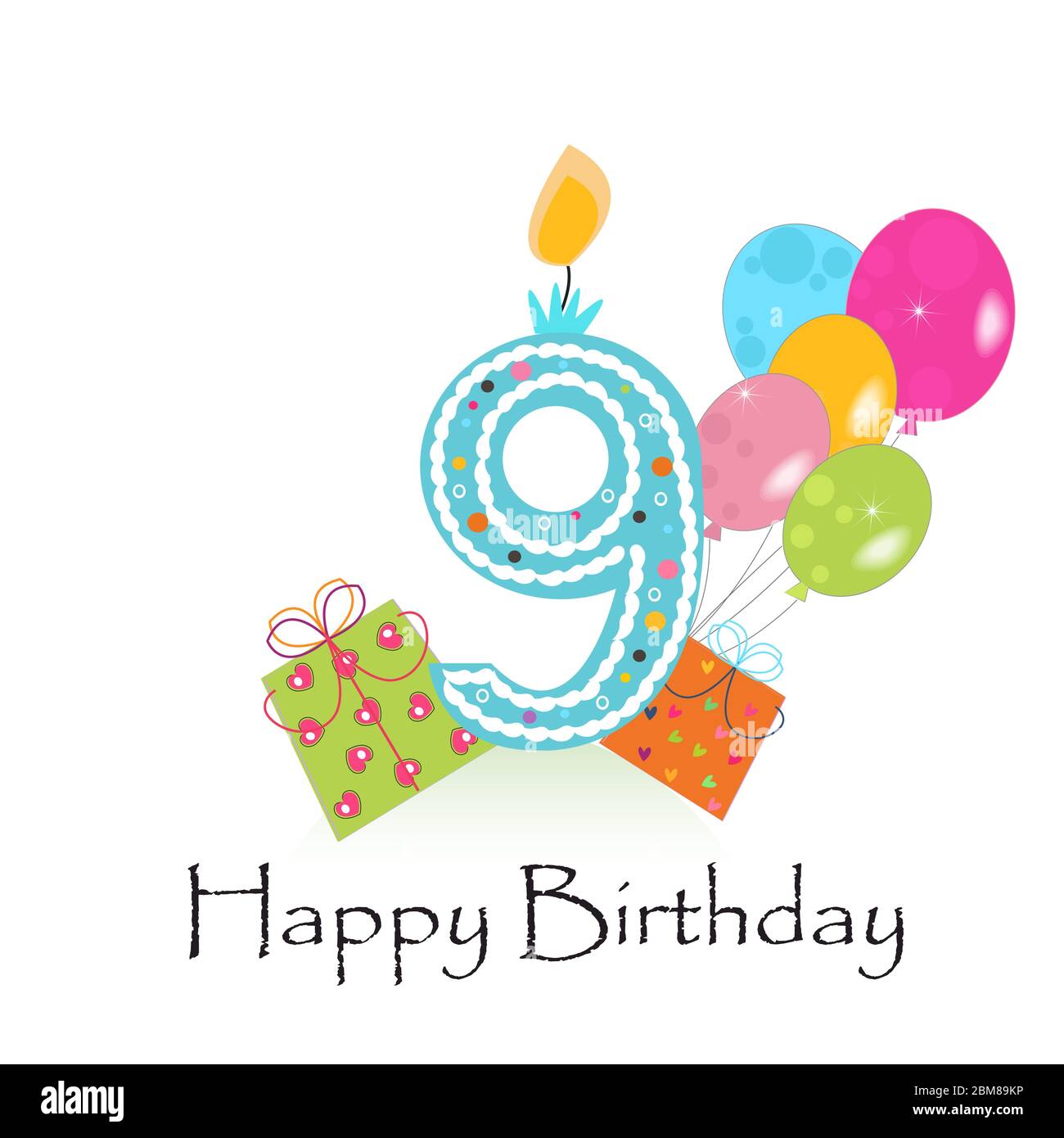 Happy ninth birthday card Stock Vector Image & Art - Alamy