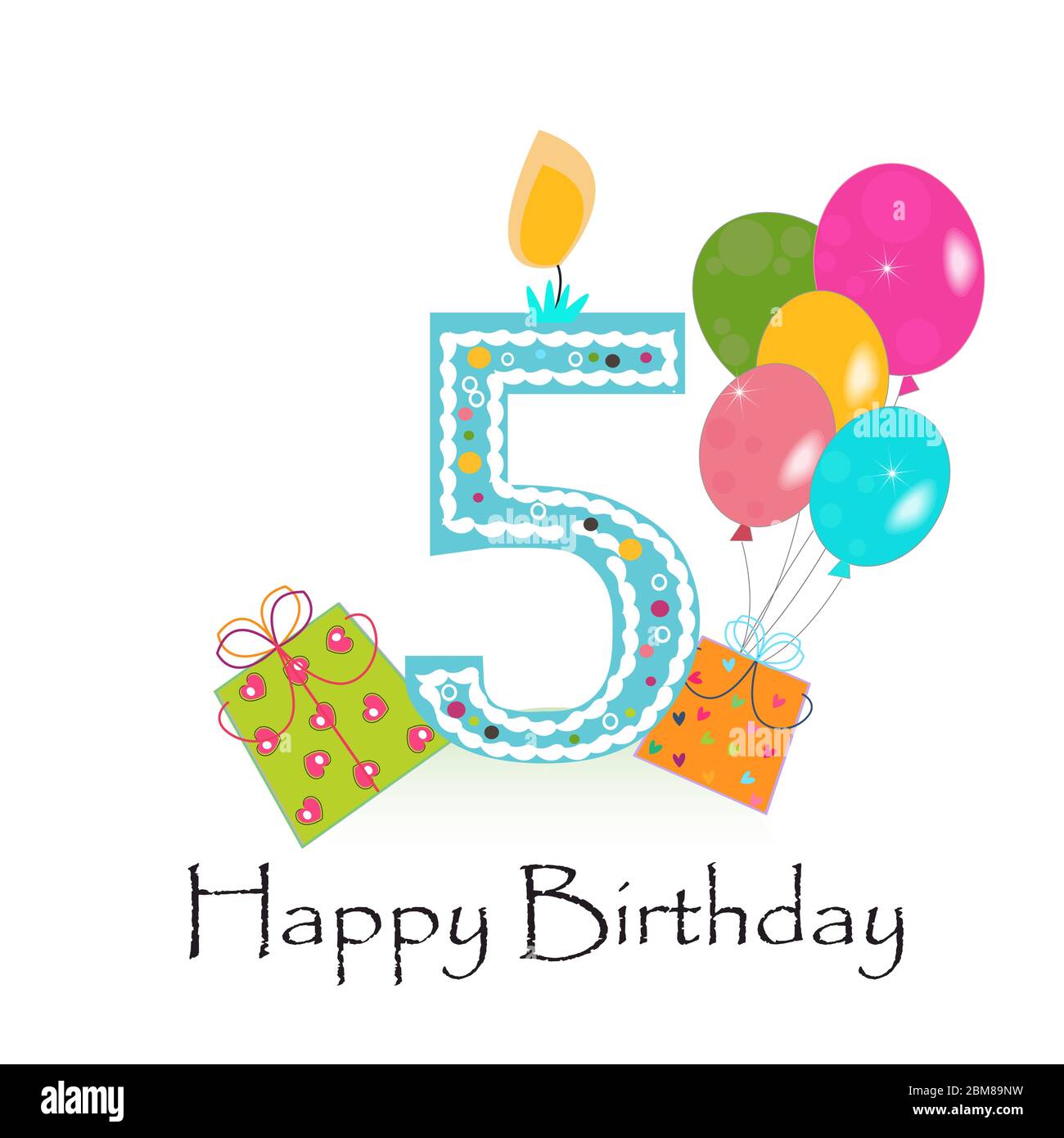 Happy fifth birthday card vector Stock Vector Image & Art - Alamy