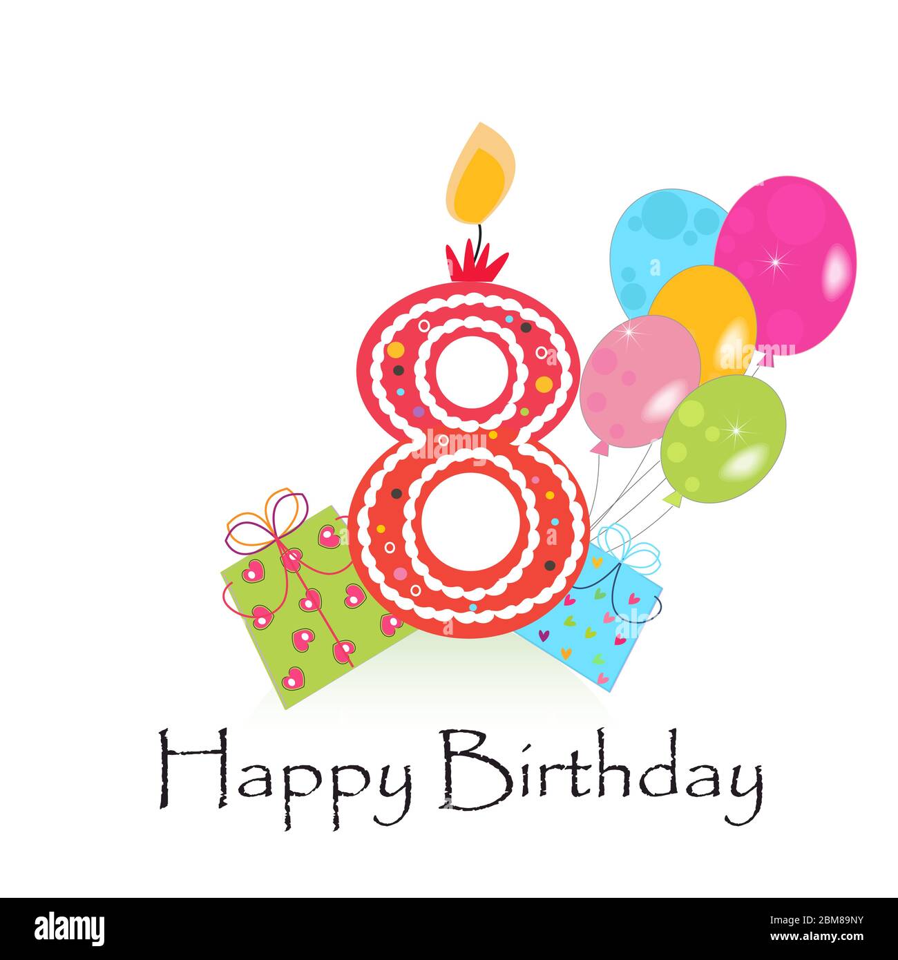 Happy eight birthday card Stock Vector Image & Art - Alamy