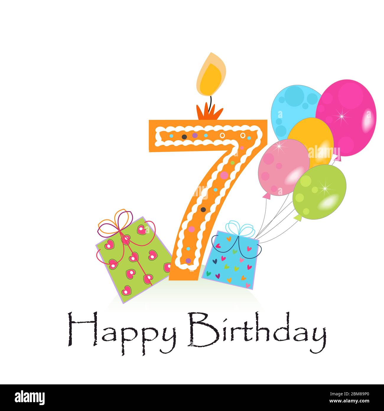 Happy seventh birthday card vector Stock Vector Image & Art - Alamy