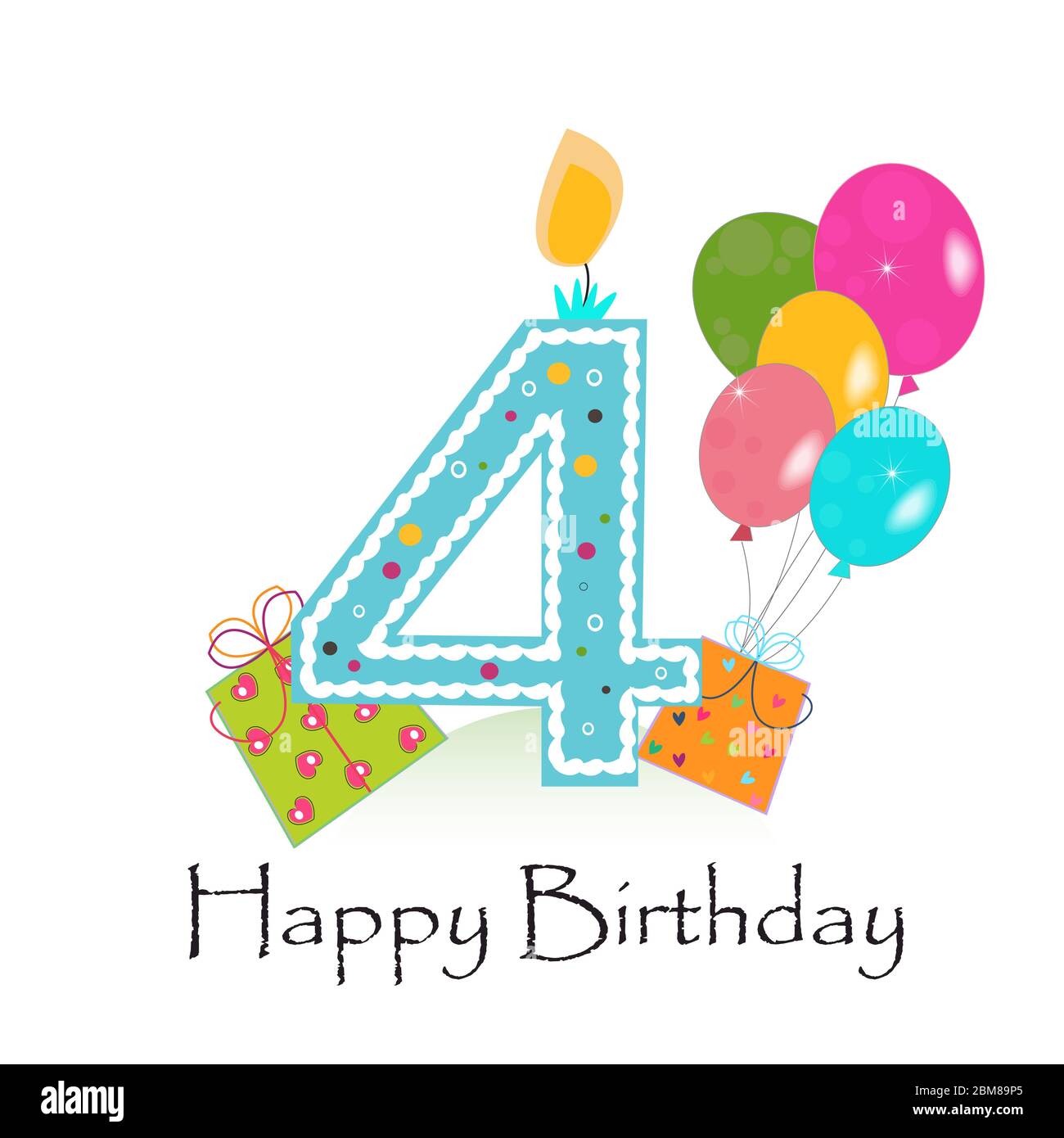 Happy fourth birthday card vector Stock Vector Image & Art - Alamy