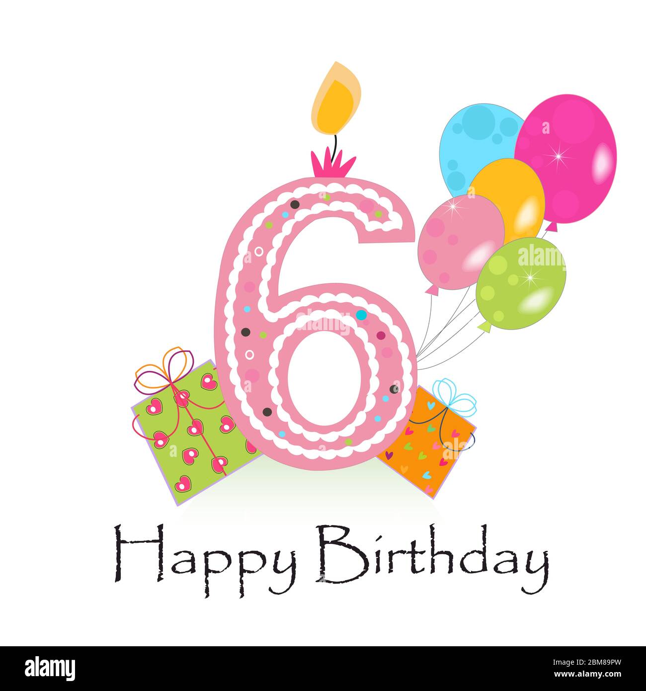 Happy sixth birthday card vector Stock Vector Image & Art - Alamy