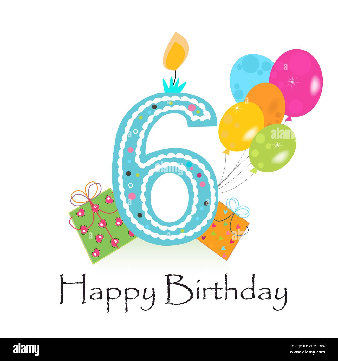 Happy sixth birthday card vector background Stock Vector Image & Art ...