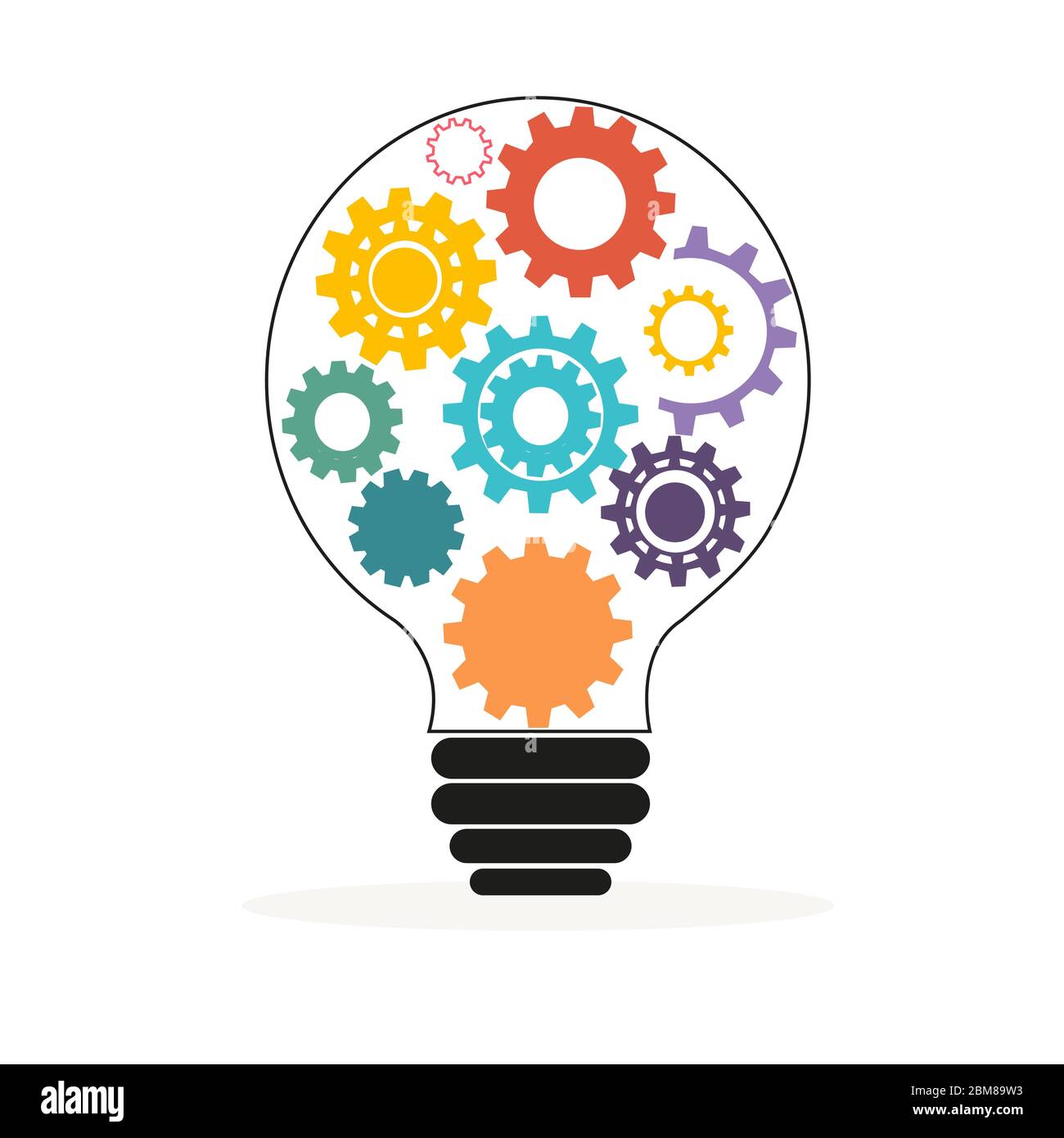 Light bulb with colorful gears and cogs vector Stock Vector Image & Art ...