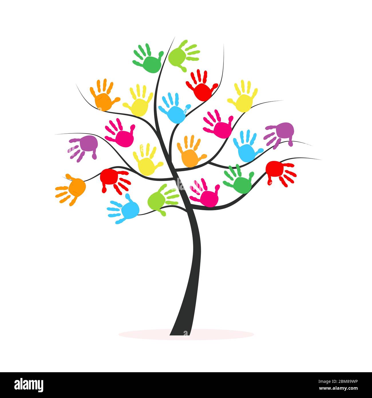 Green tree with hand prints vector background Stock Vector Image & Art ...