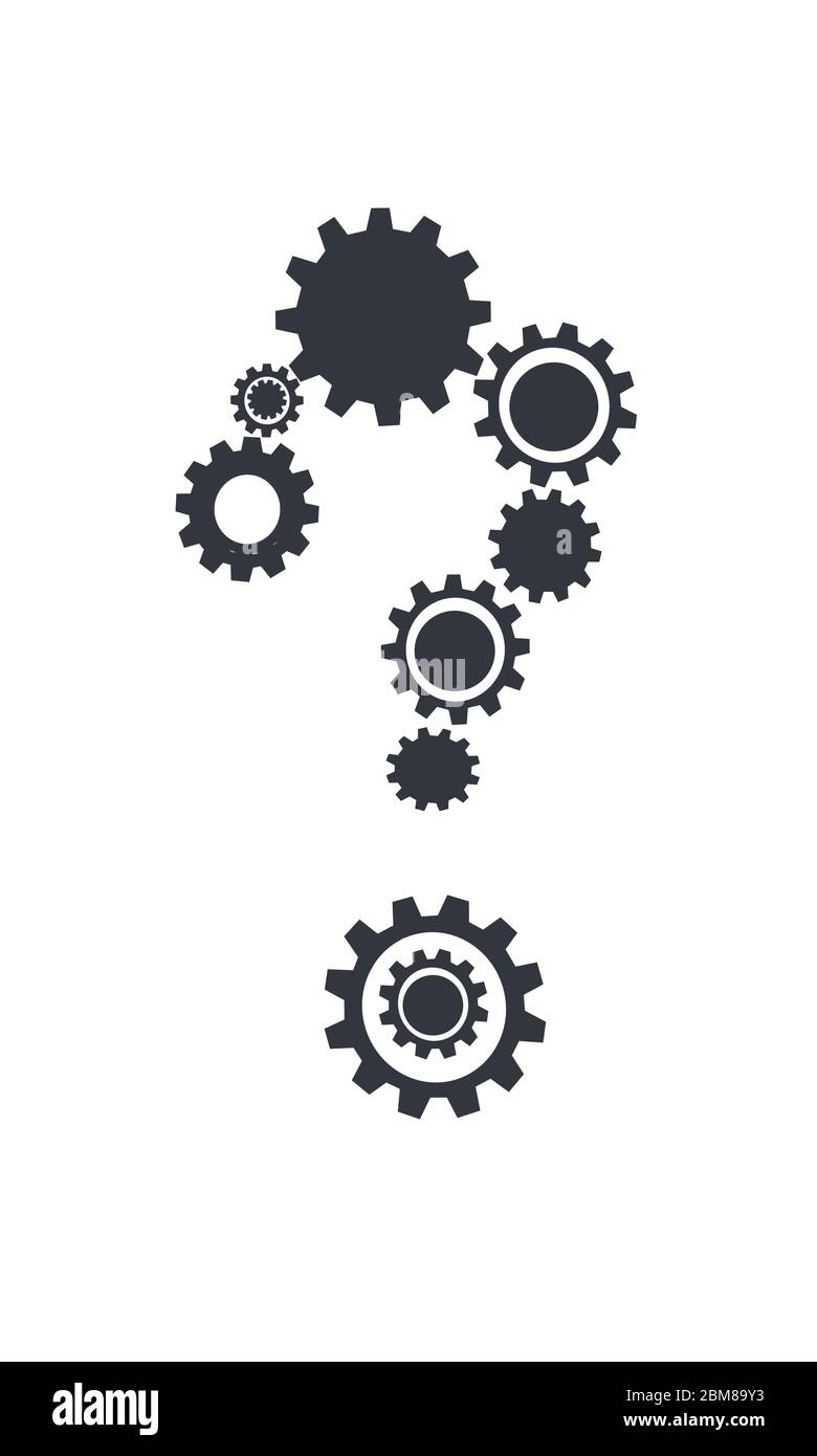 Question mark icon wit gears vector Stock Vector Image & Art - Alamy