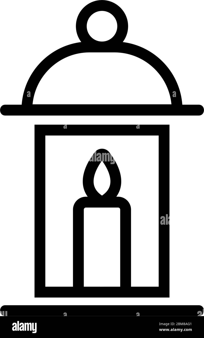 portable lamp with candle light icon vector outline illustration Stock ...