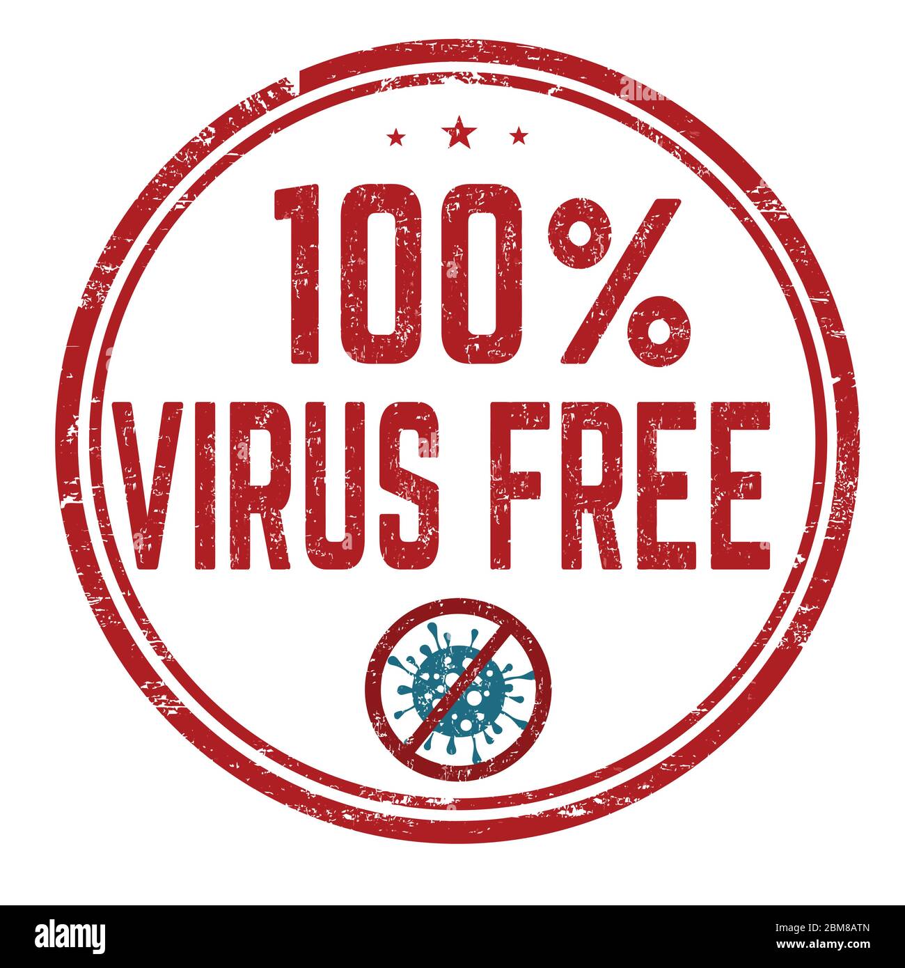 100% virus free sign or stamp on white background, vector illustration ...