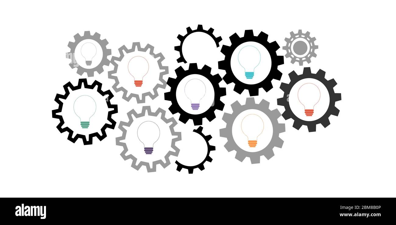 Light bulb with gears and cogs vector background Stock Vector Image ...