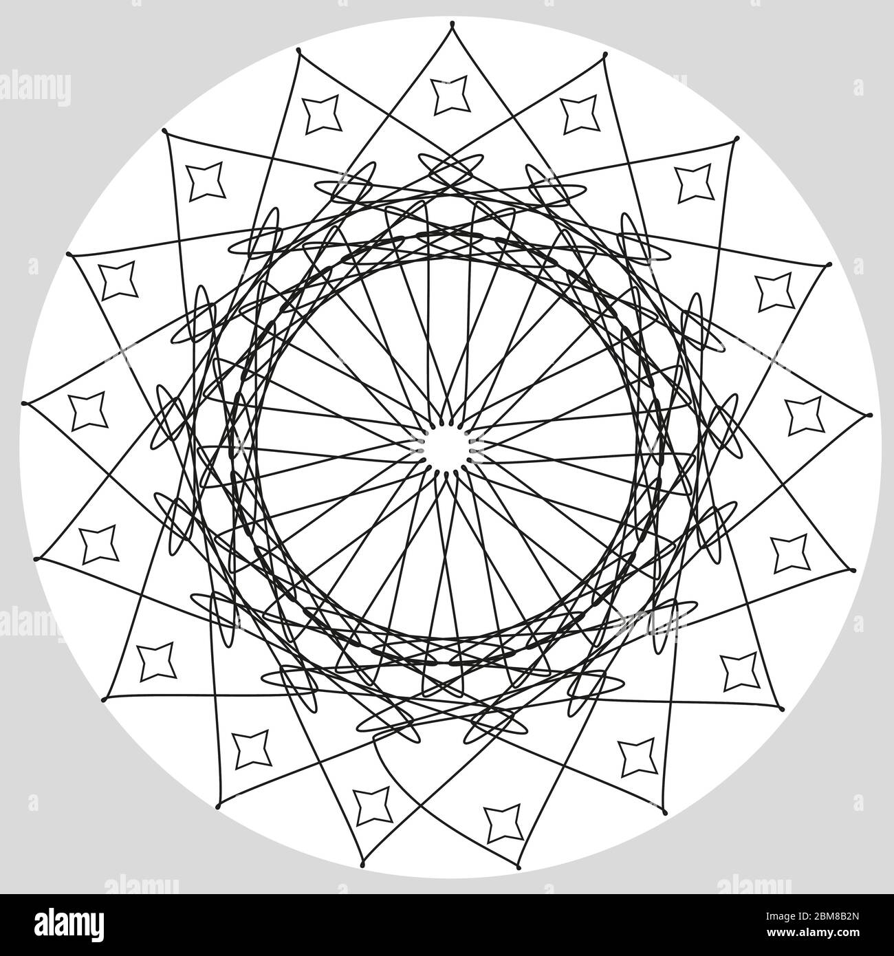 Coloring book page for adults line art creation, lace symbol, relax and ...