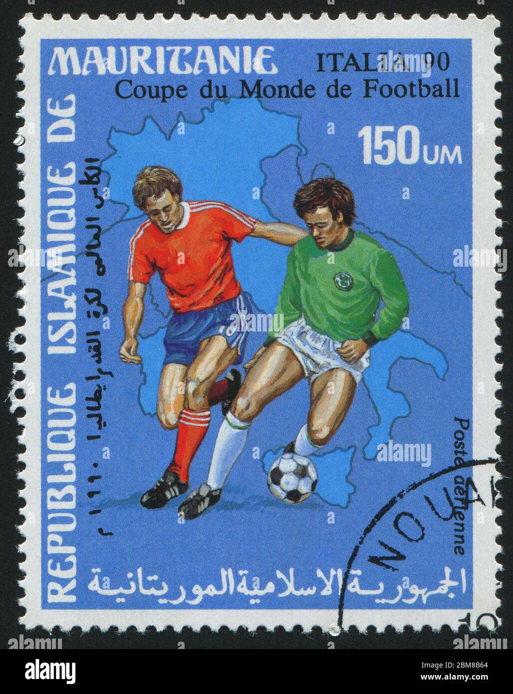 MAURITANIA - CIRCA 1990: stamp printed by Mauritan, shows soccer ...