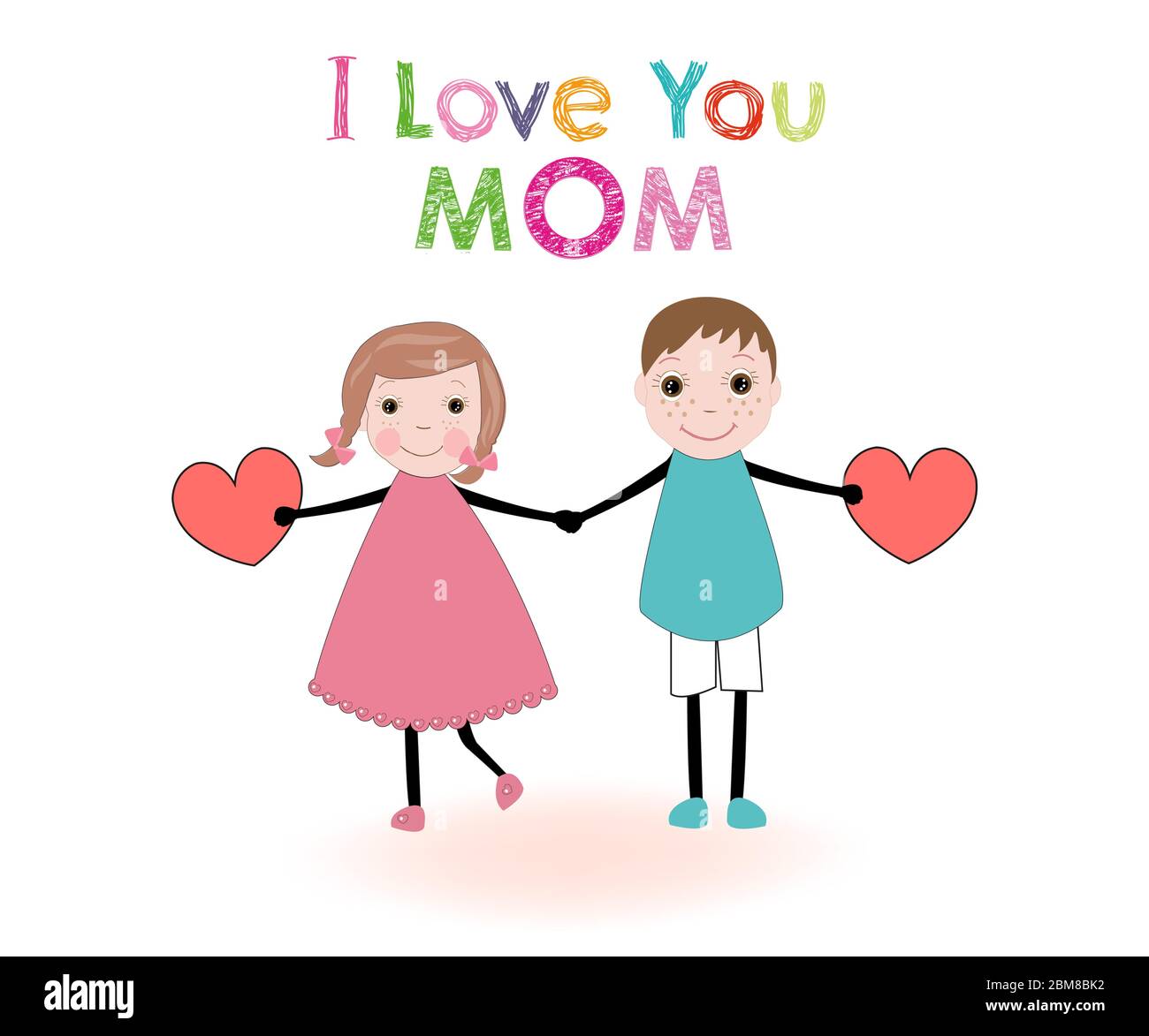 Mother's day card kids holding heart vector Stock Vector Image & Art ...